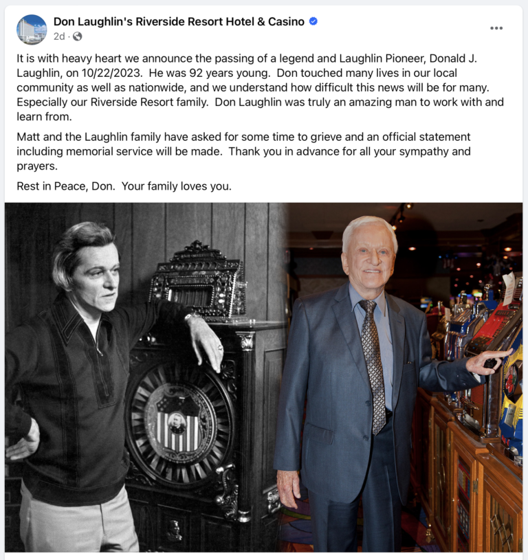 Don Laughlin, Founder of Riverside Resort Hotel & Casino, Passes Away ...